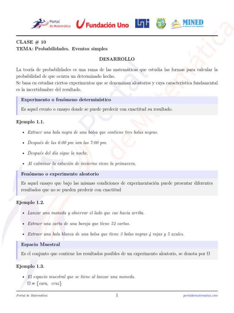 Probabilidad de Eventos Simples | PDF | Teoría de probabilidad ...
