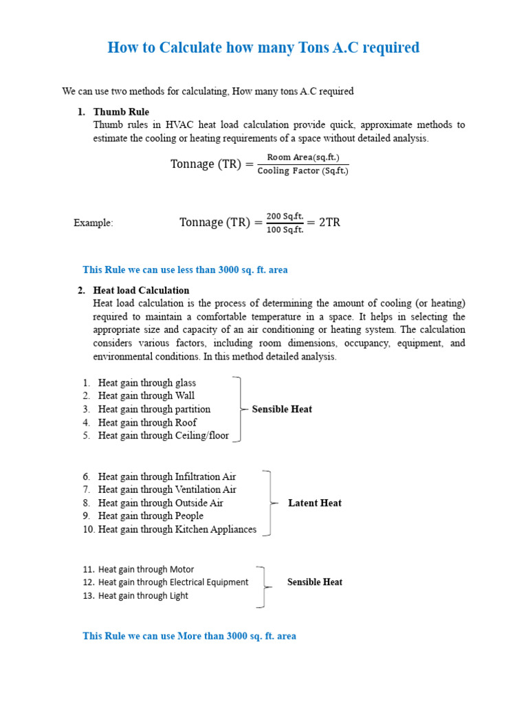 How To Calculate How Many Tons A C Required 1736443195 | PDF