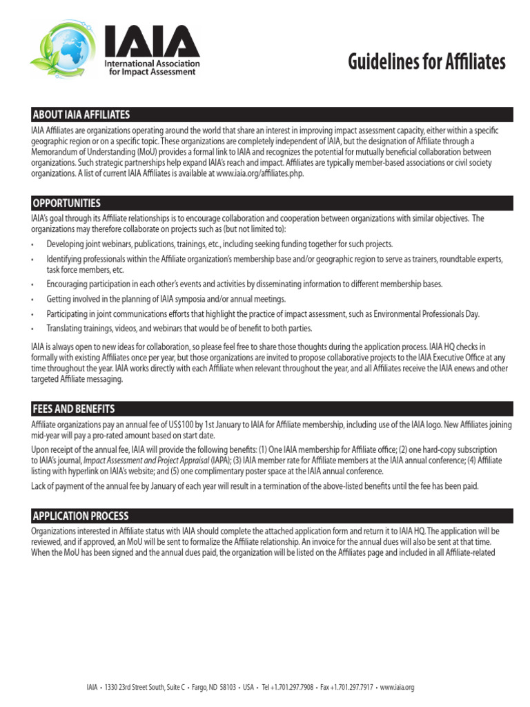 Affiliate - Guidelines - and - Application | PDF | Collaboration | Fee