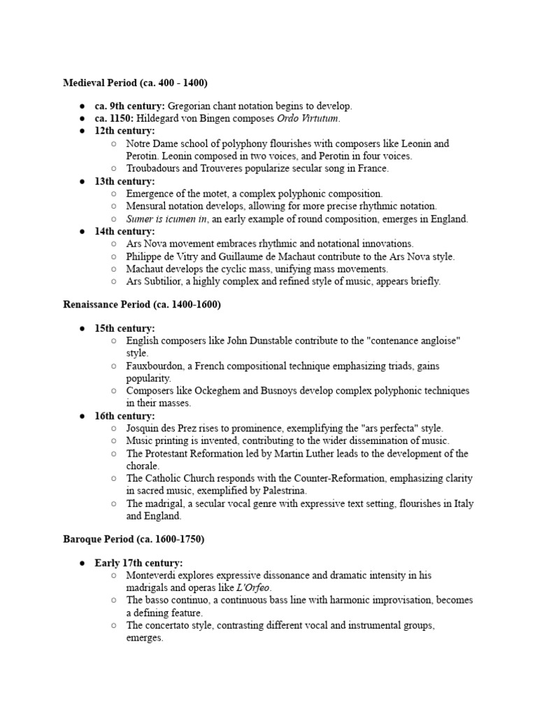 Evolution of Western Music History | PDF | Classical Period (Music ...