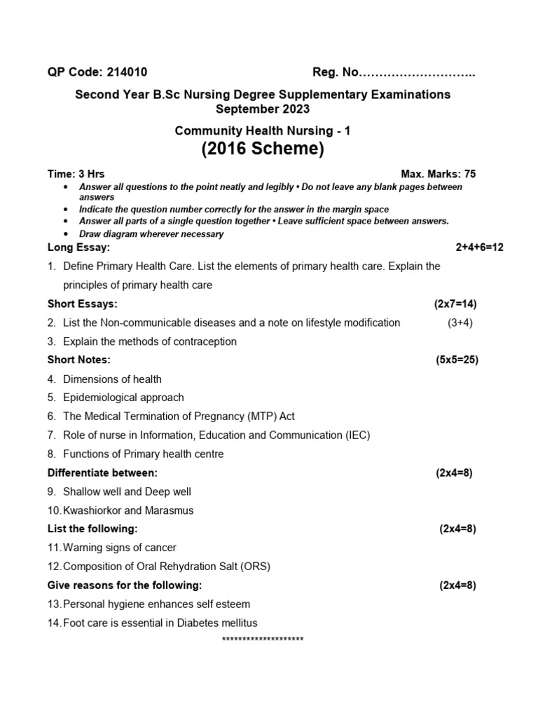 Community Health Nursing Exam Guide | PDF