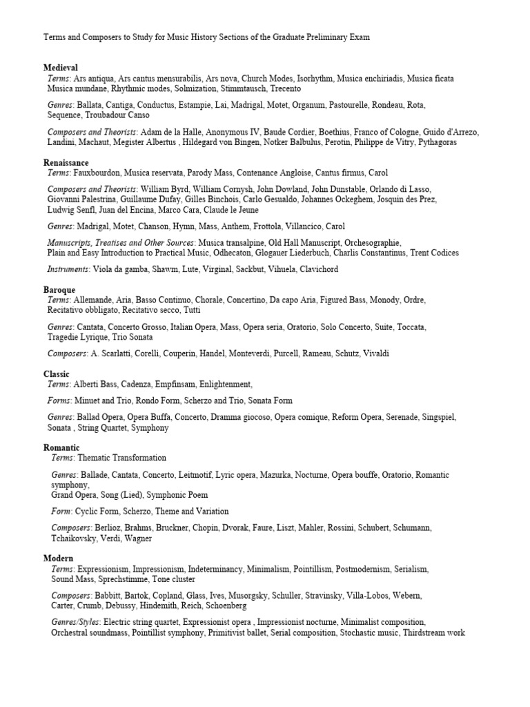 WMU_list-of-terms-and-composers | PDF | Opera | Classical Music