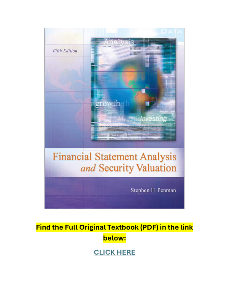 Financial Statement Analysis and Security Valuation 5th Edition TEXTBOOK | PDF | Valuation ...
