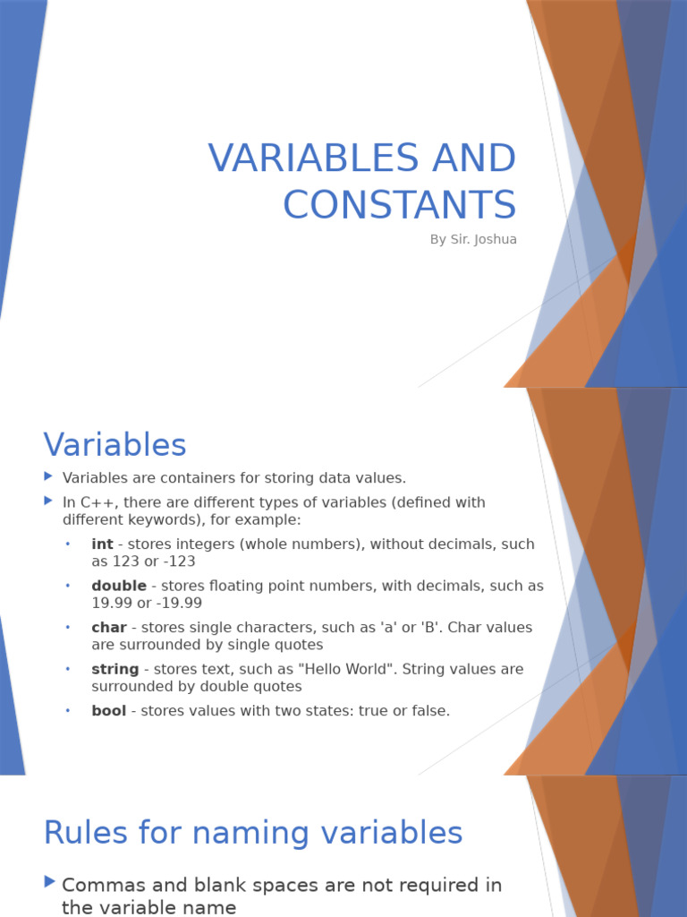 L4 Variables And Constants Pdf Variable Computer Science Scope Computer Science
