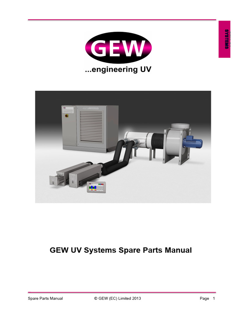Gew Spare Parts Manual Issue A 1 | PDF | Ultraviolet | Manufactured Goods