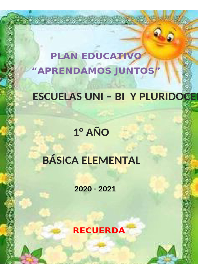 Plan Educativo "Aprendamos Juntos" 2020-2021 | PDF | Aprendizaje