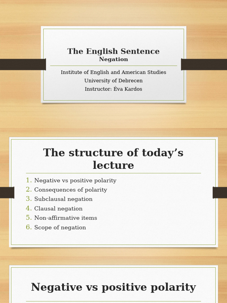 The English Sentence - Negation | PDF | Clause | Sentence (Linguistics)