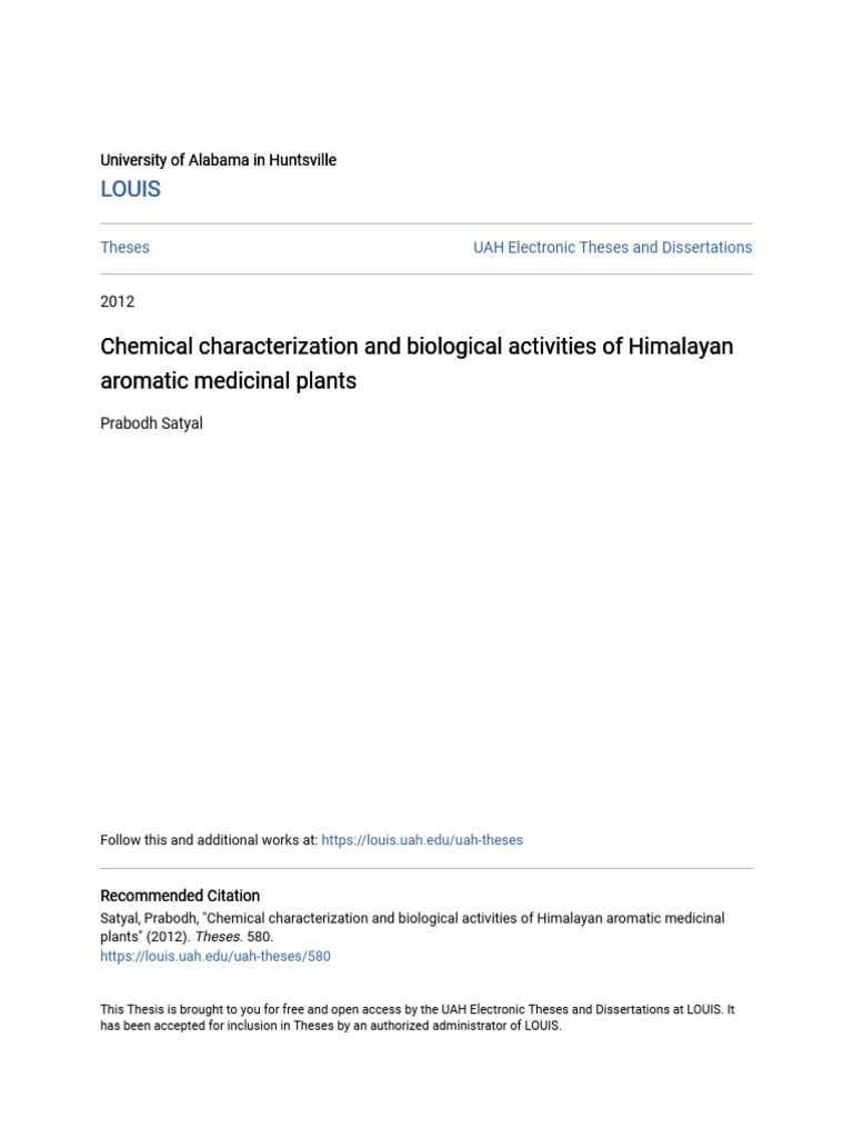 Chemical Characterization and Biological Activities of Himalayan | PDF ...