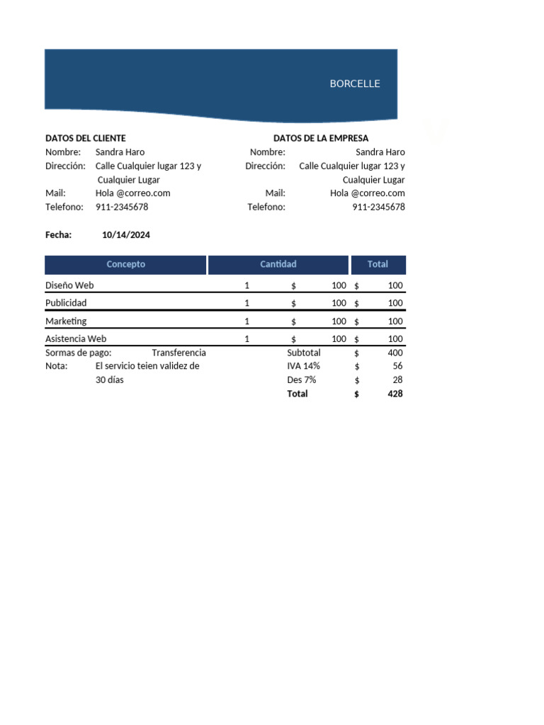 Factura de Servicios de Sandra Haro | PDF
