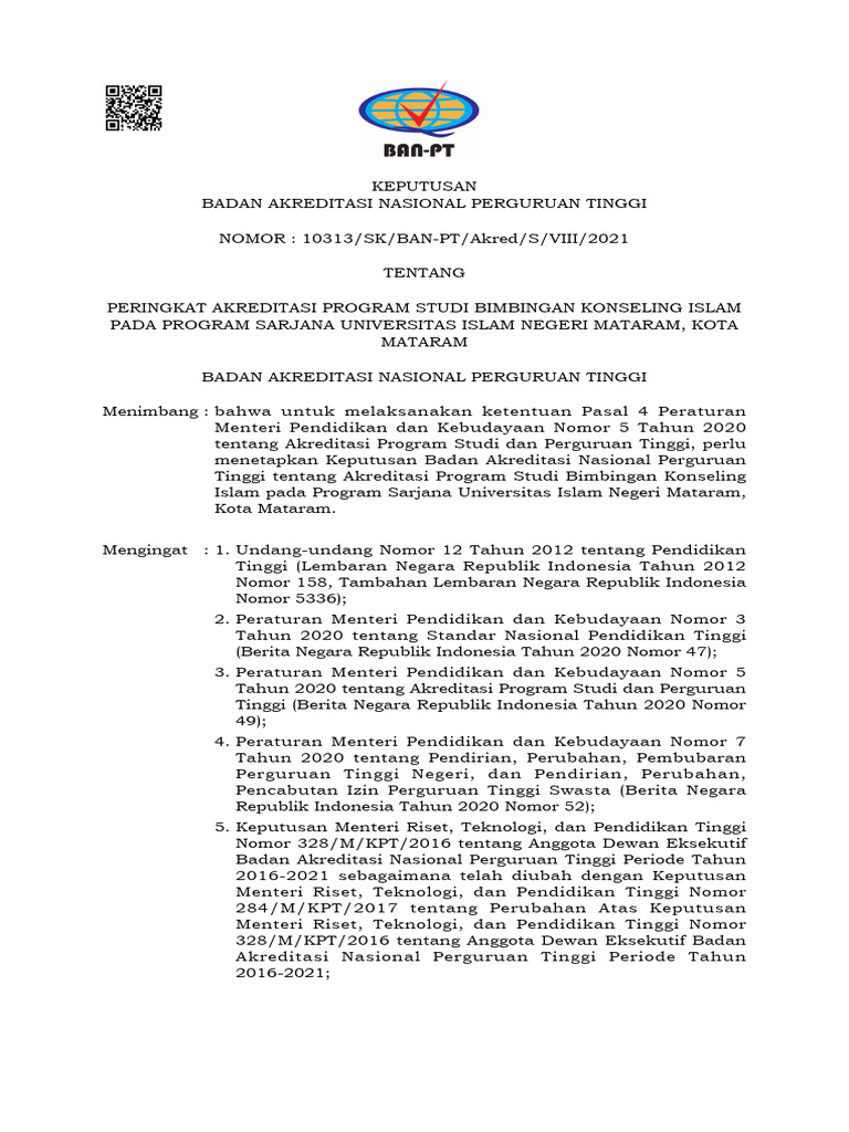 SK Akreditasi BKI S1 | PDF