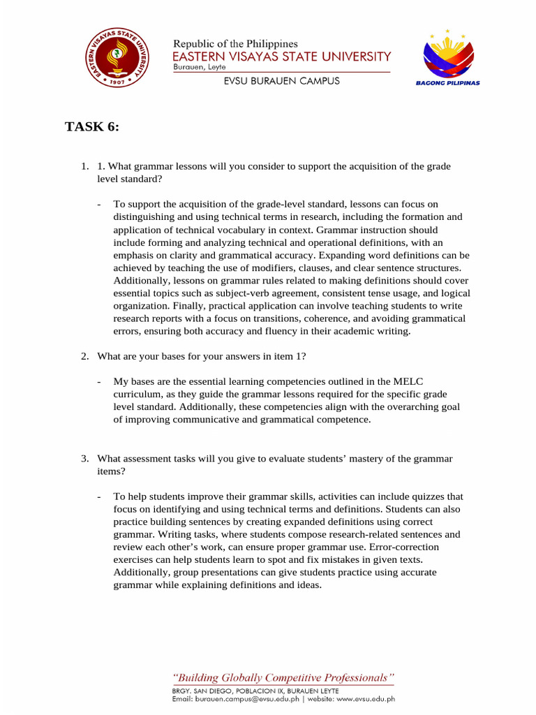 task 6 | PDF | Grammar | Educational Assessment