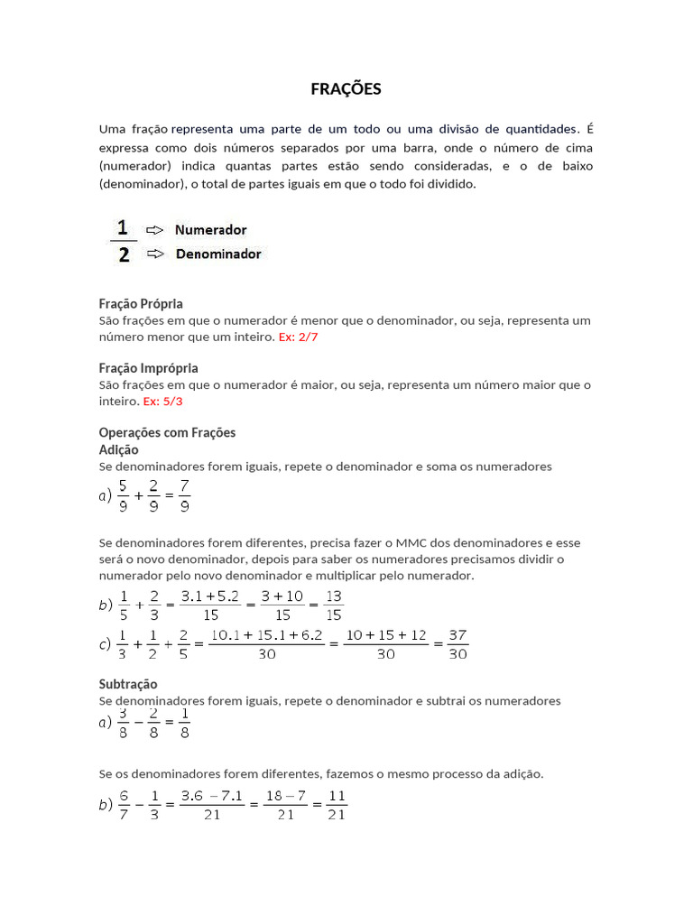 Operações com Frações e Conversões | PDF
