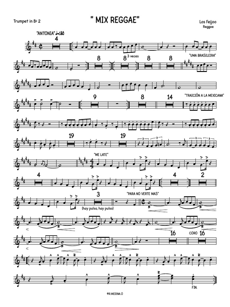 MIX REGGAE - Trumpet in BB 2 | PDF