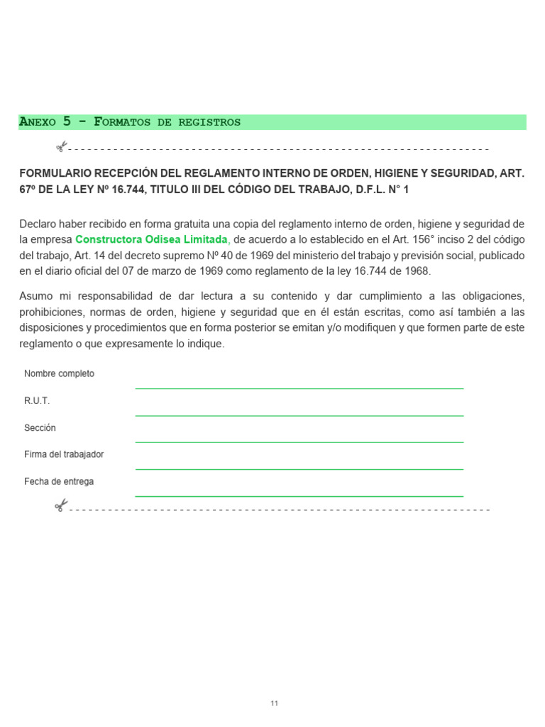 RECEPCION REGLAMENTO INTERNO (1) | PDF