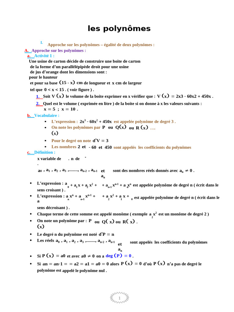 Les-Polynomes Cs | PDF | Division | Polynôme