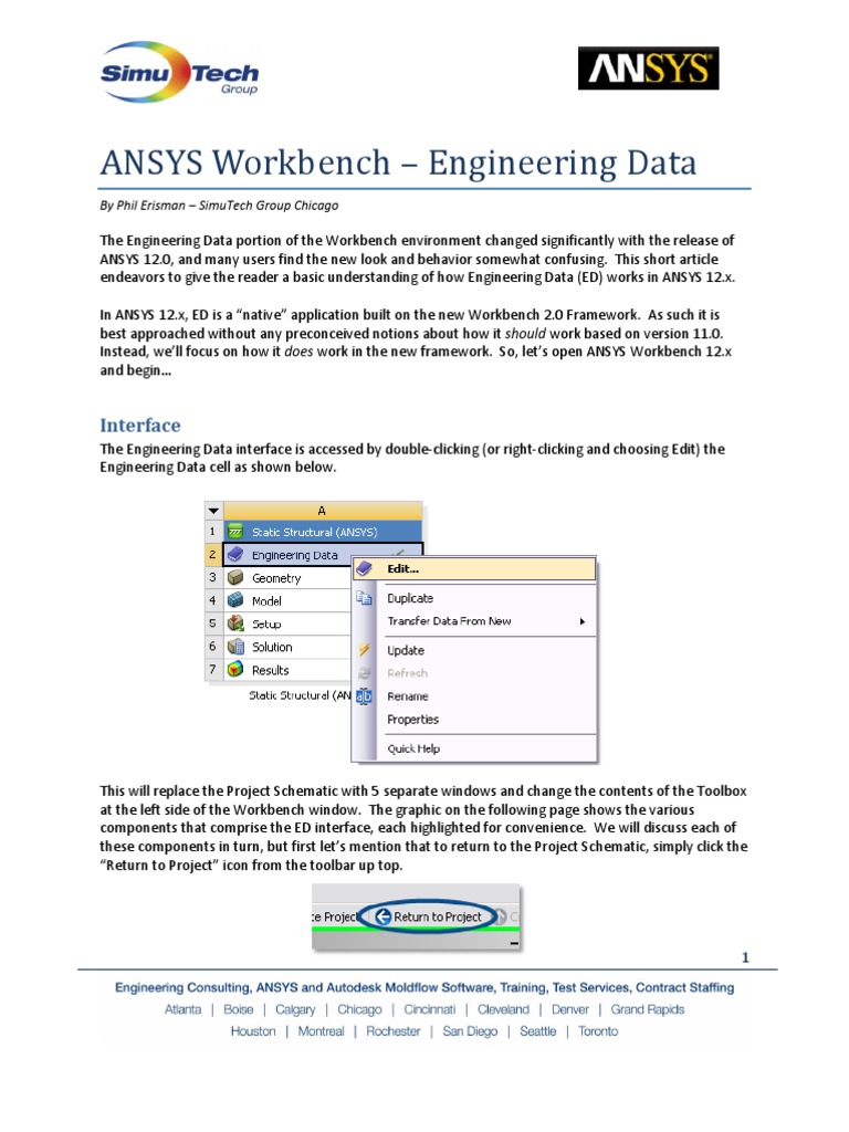 Understanding the New Engineering Data Interface in ANSYS Workbench 12. ...