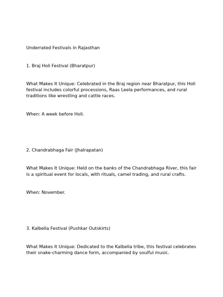 City and Festivals Plan Recce in Rajathan | PDF