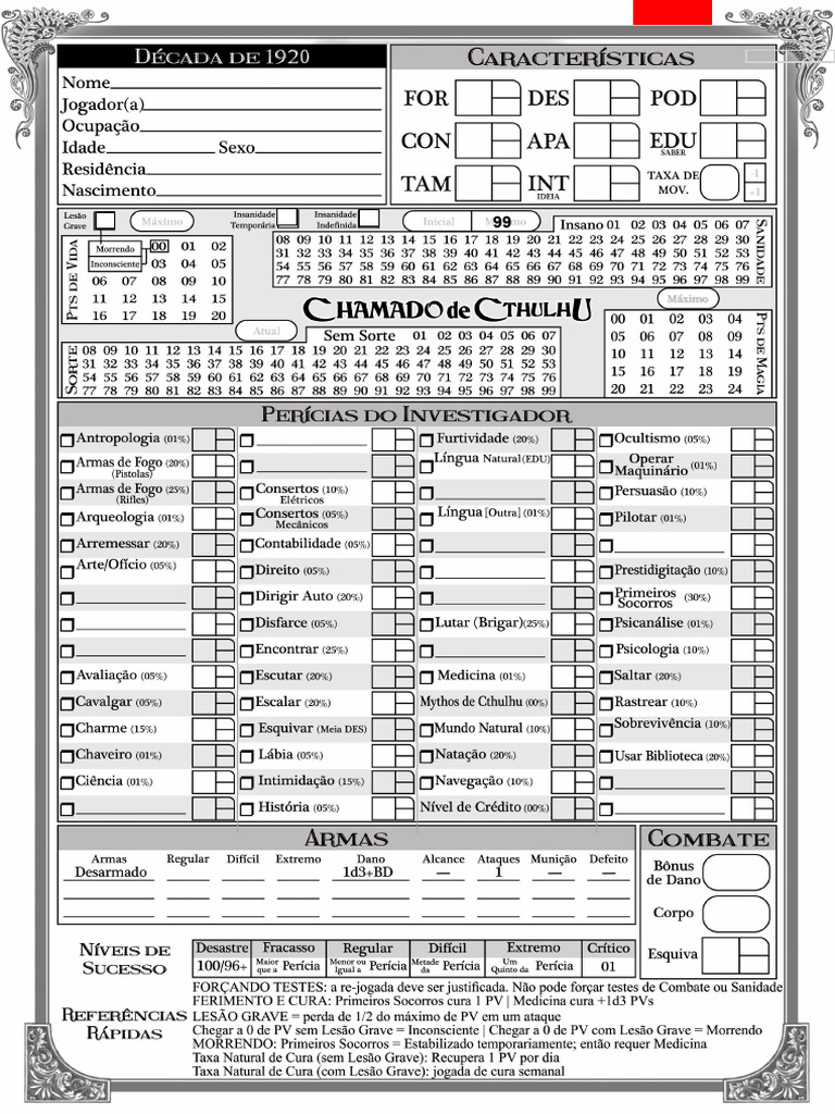 Ficha Editável CoC 7e | PDF