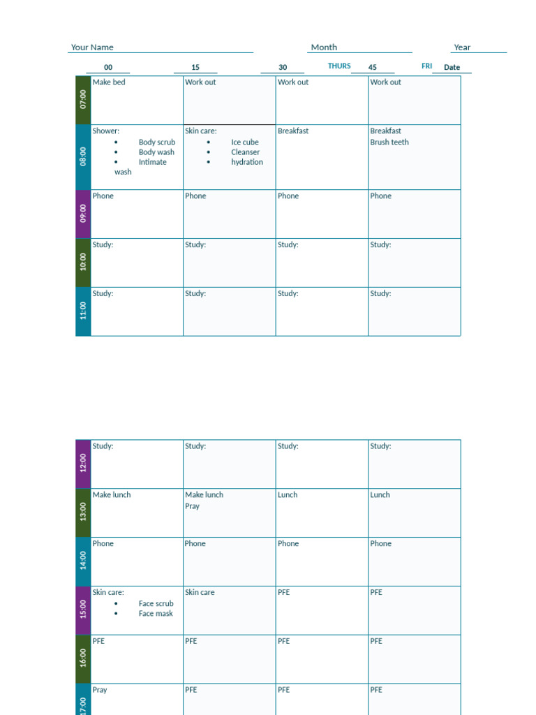 Daily Time Table | PDF