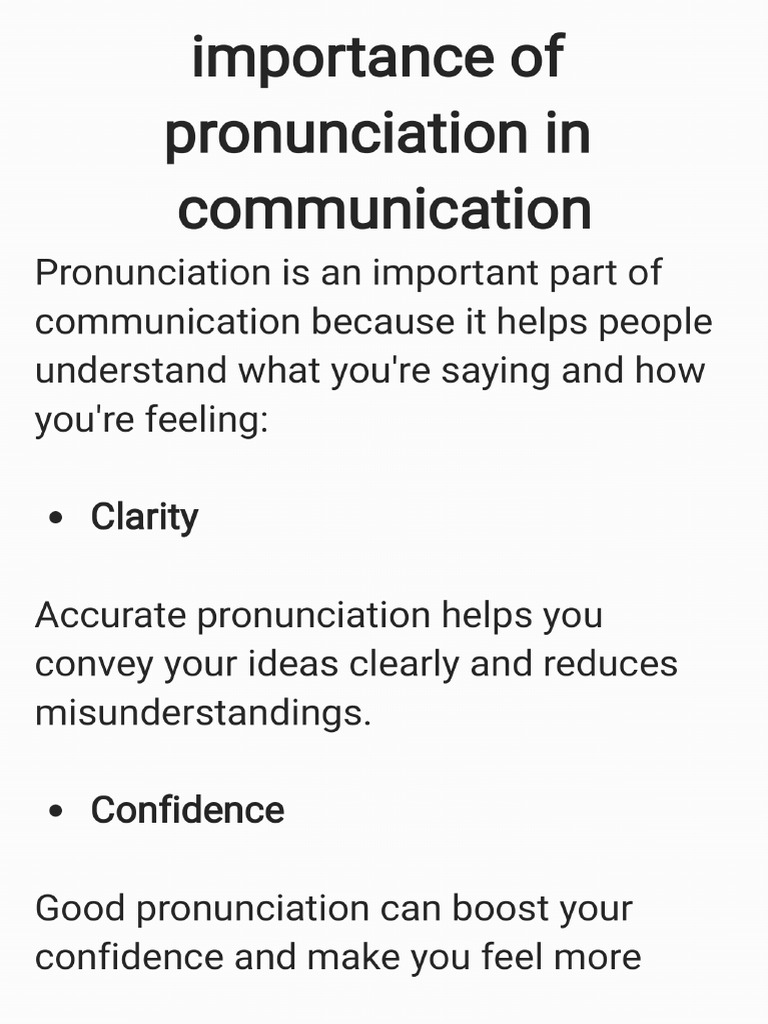 Importance of Pronunciation in Communication | PDF