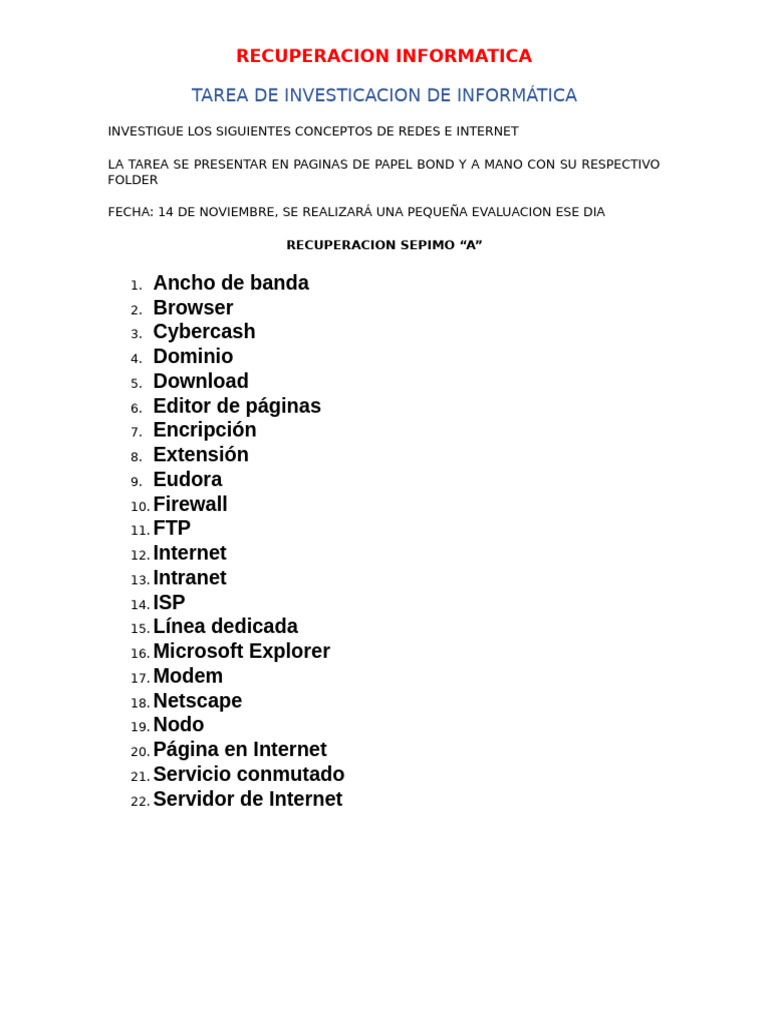 Recuperacion Informatica Septimo A | PDF