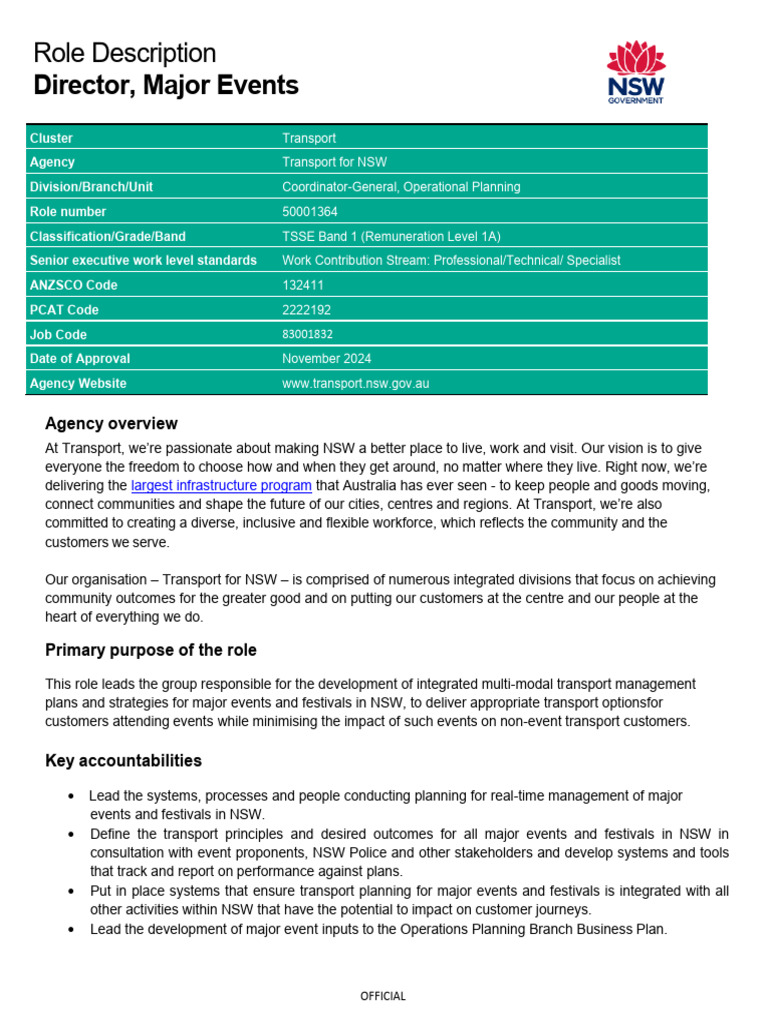 Director of Major Events Role | PDF | Governance | Project Management