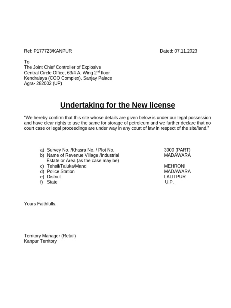 Undertaking Letter | PDF