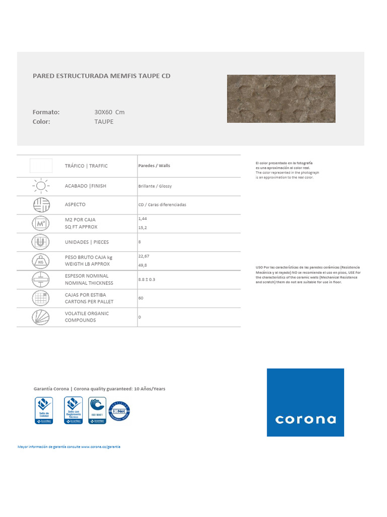 Pared Estructurada Memfis Taupe CD | PDF