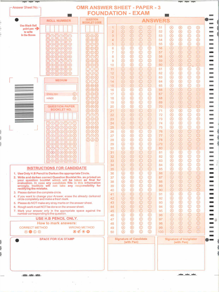 Paper-3 OMR Sheet | PDF
