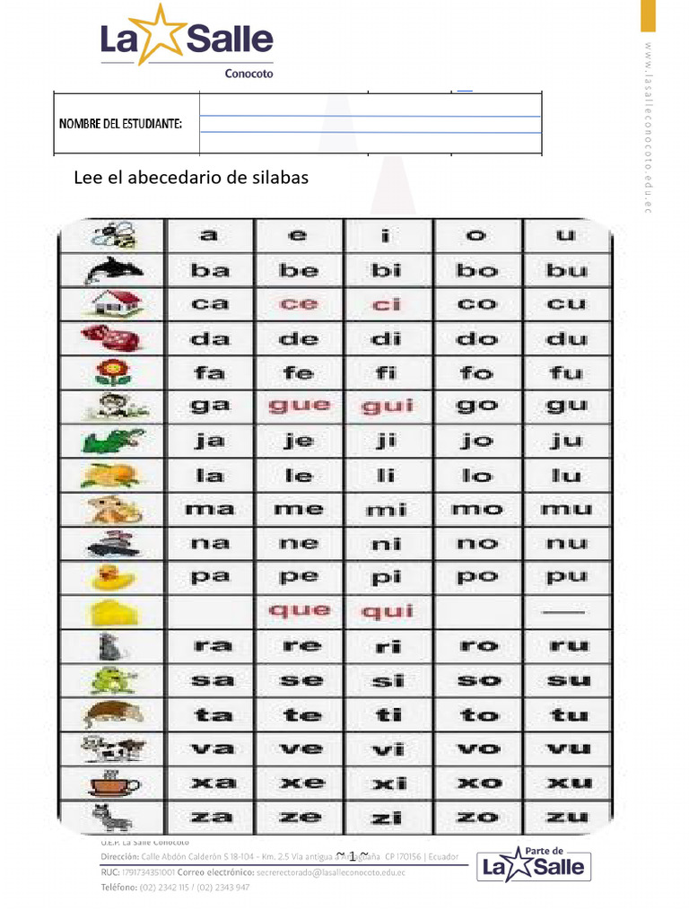 Dictado de palabras con sílabas trabadas | PDF