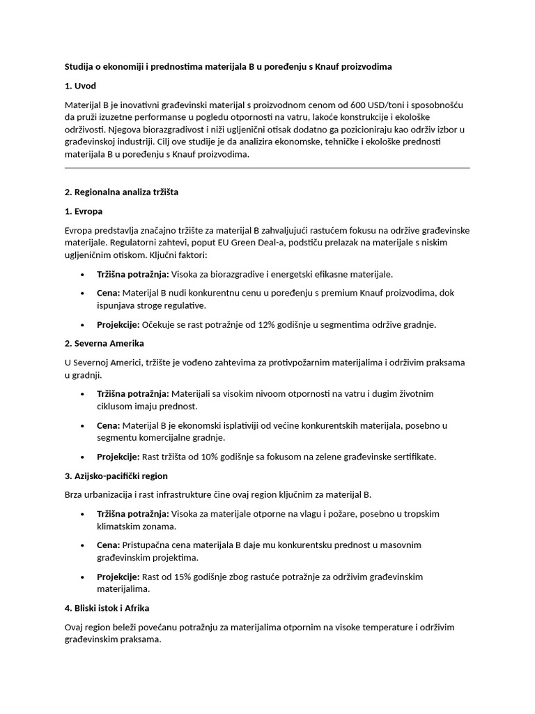 Studija o ekonomiji i prednostima materijala B u poređenju s odabranim Knauf proizvodima | PDF