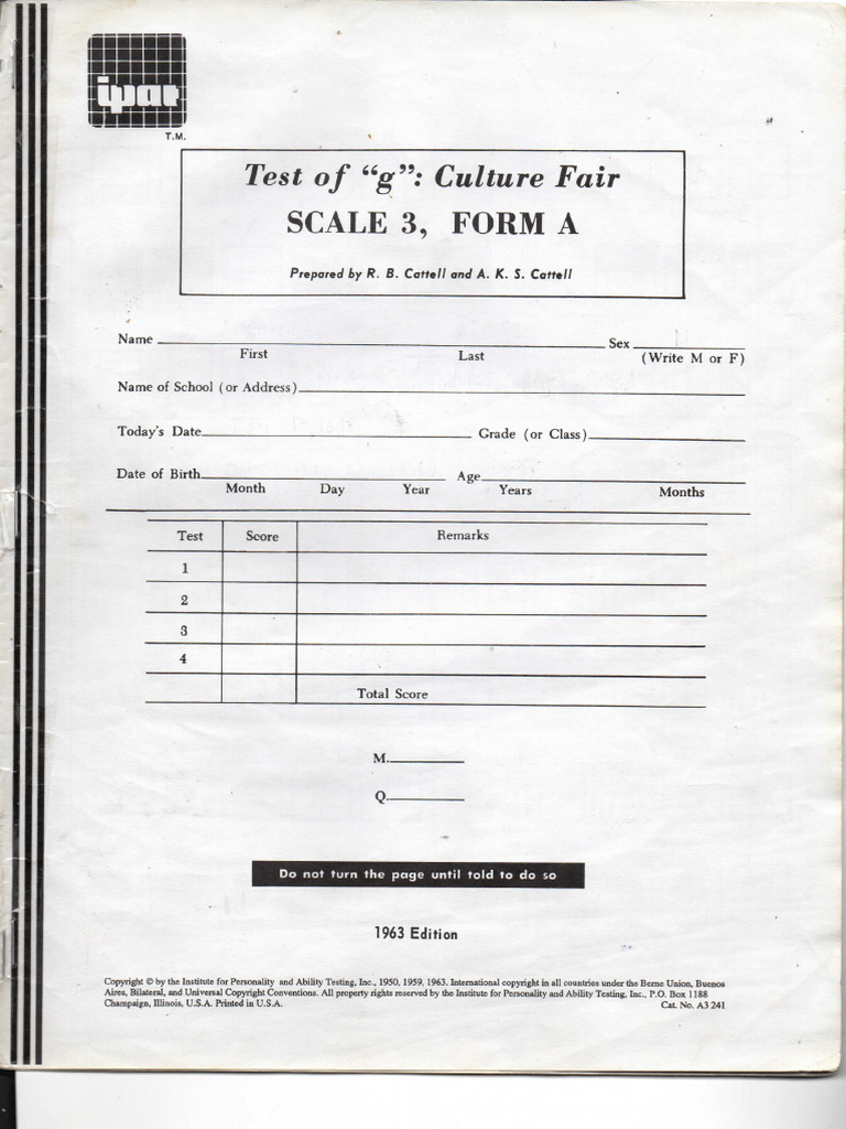 Culture Fair Questionnaire (Most Updated) | PDF
