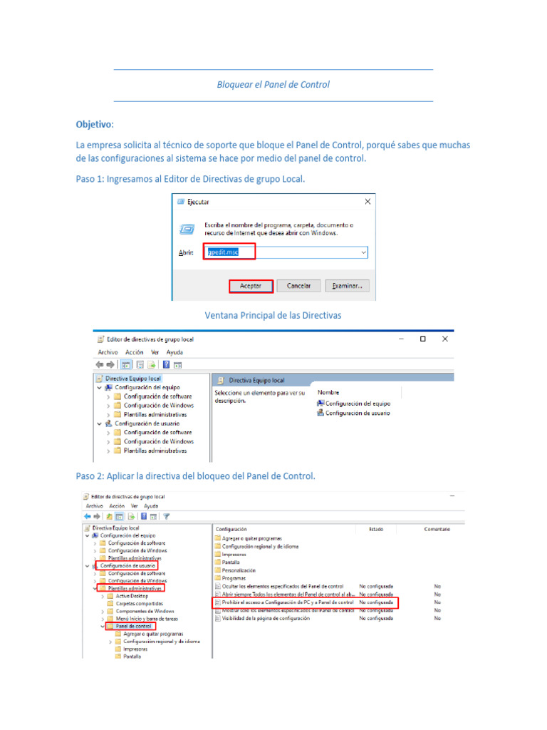 5 .-Bloquear El Panel de Control | PDF