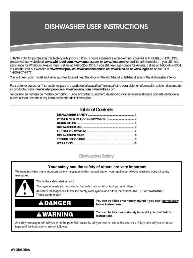 Dishwasher User Instructions and Safety Guide | PDF | Dishwasher