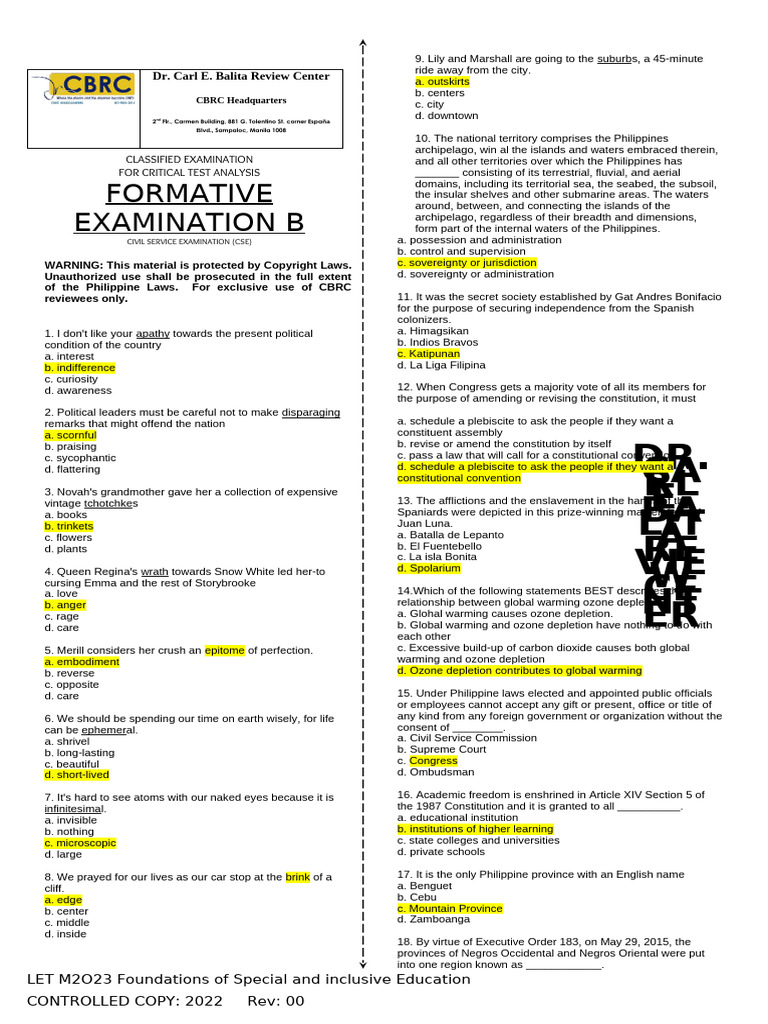 Cse August23 Formative Exam B | PDF | Pardon | Habeas Corpus