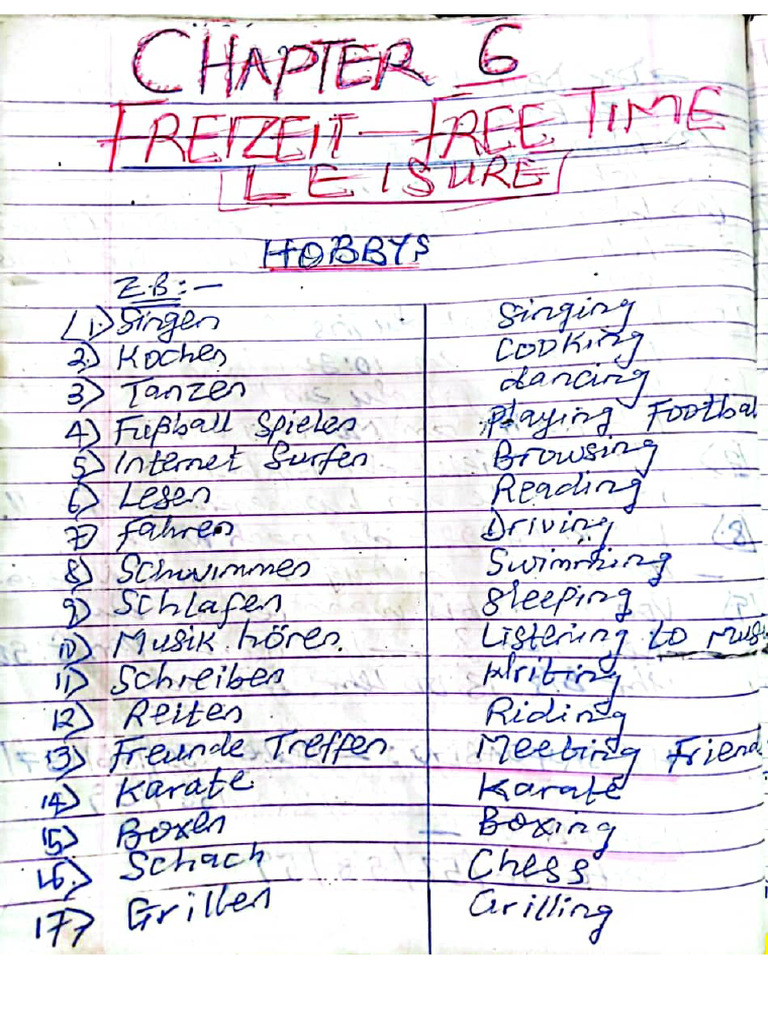 Deutsch Note CHP 6 | PDF