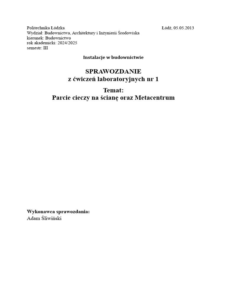 Sprawozdanie 1 | PDF