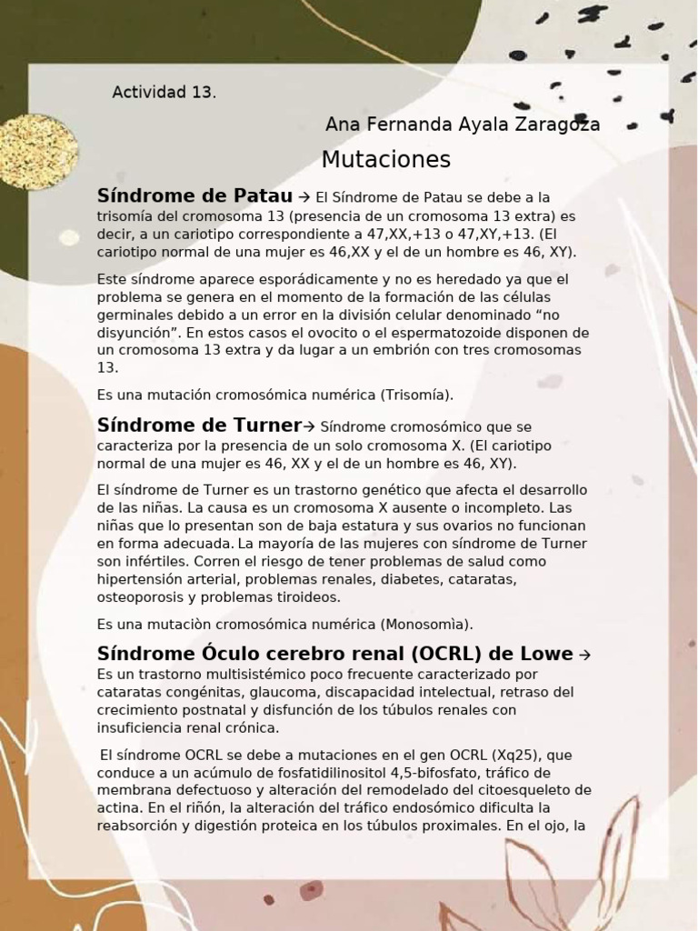 Actividad 13. Mutaciones | PDF