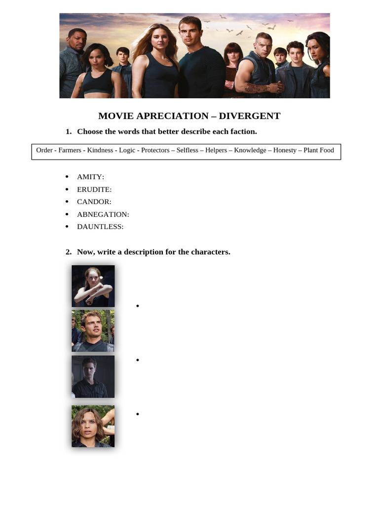 Movie Appreciation: Divergent Factions | PDF