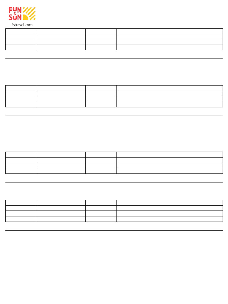 07.01 Arrival Fun & Sun Traffic Sheet | PDF
