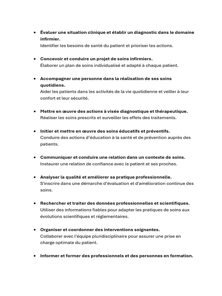 Compétences clés de l'IDE infirmier | PDF