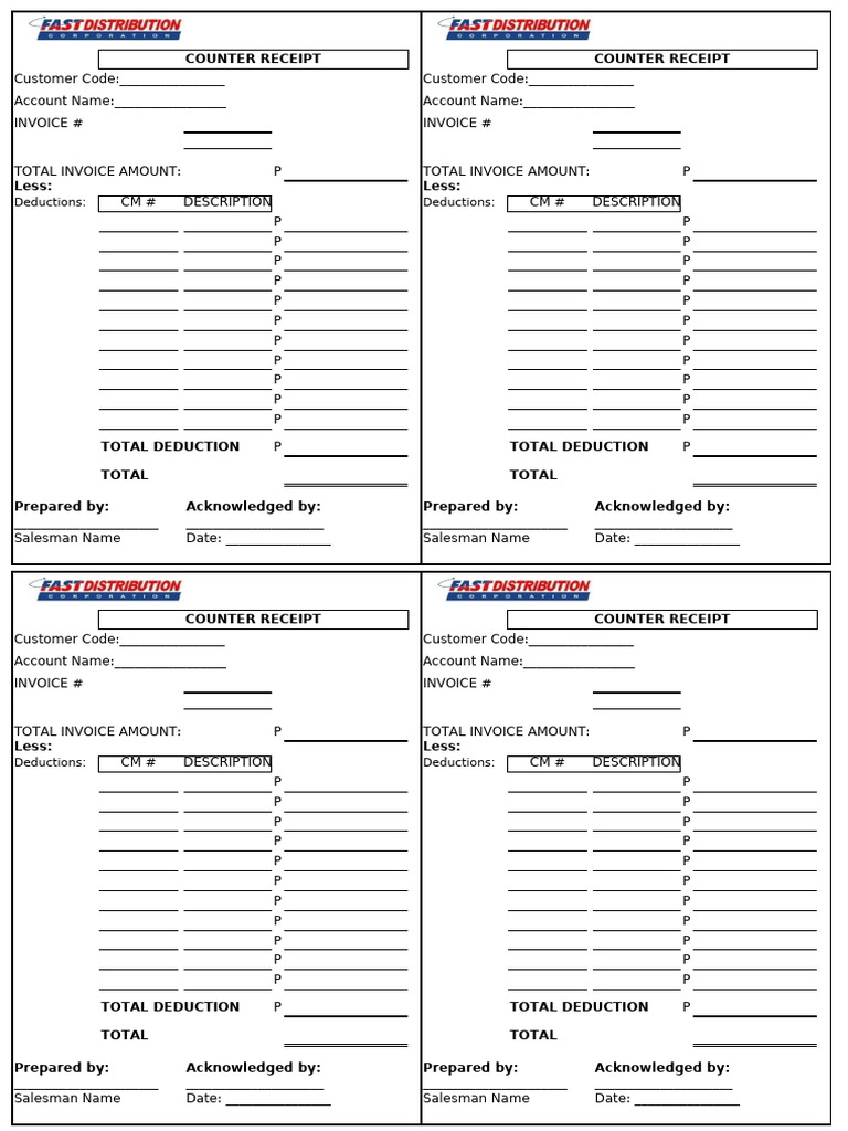Counter Reciept2x (1) | PDF | Receipt | Business Documents