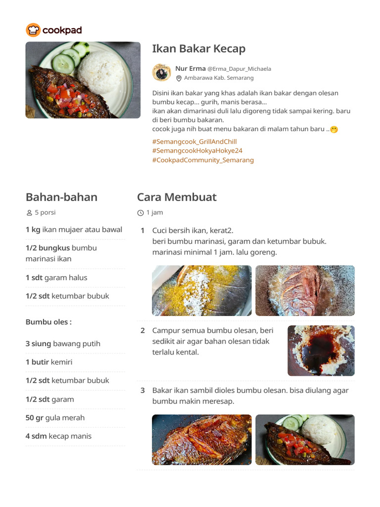 Resep Ikan Bakar Kecap Sederhana | PDF