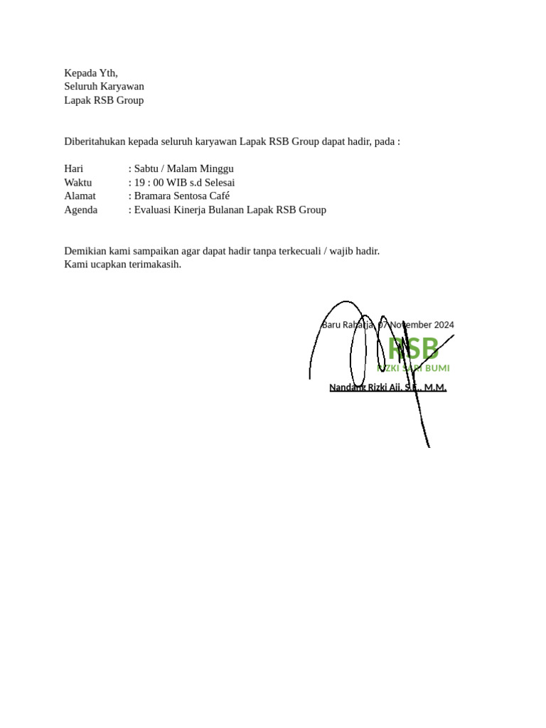 SURAT UNDANGAN KARYWAN | PDF