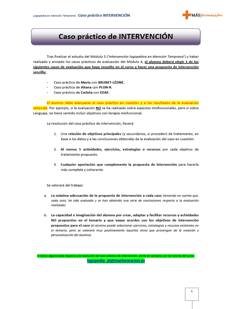 Caso prÃ¡ctico INTERVENCIÃ N - POR RESOLVER | PDF