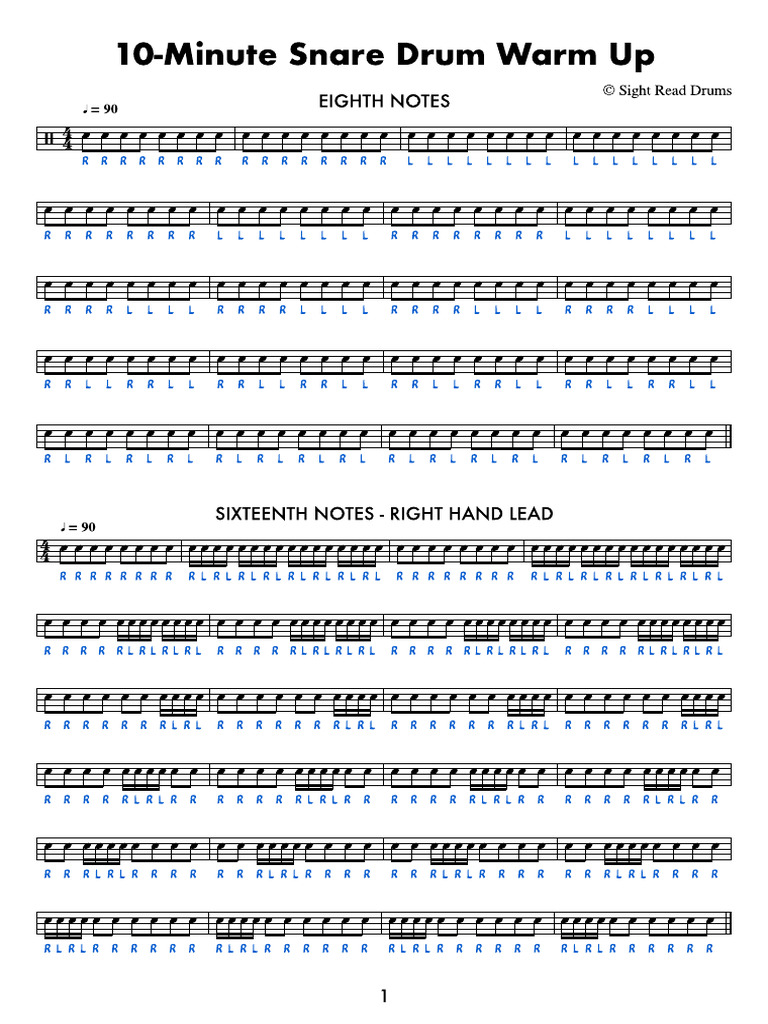 10-Minute Snare Drum Warm Up | PDF
