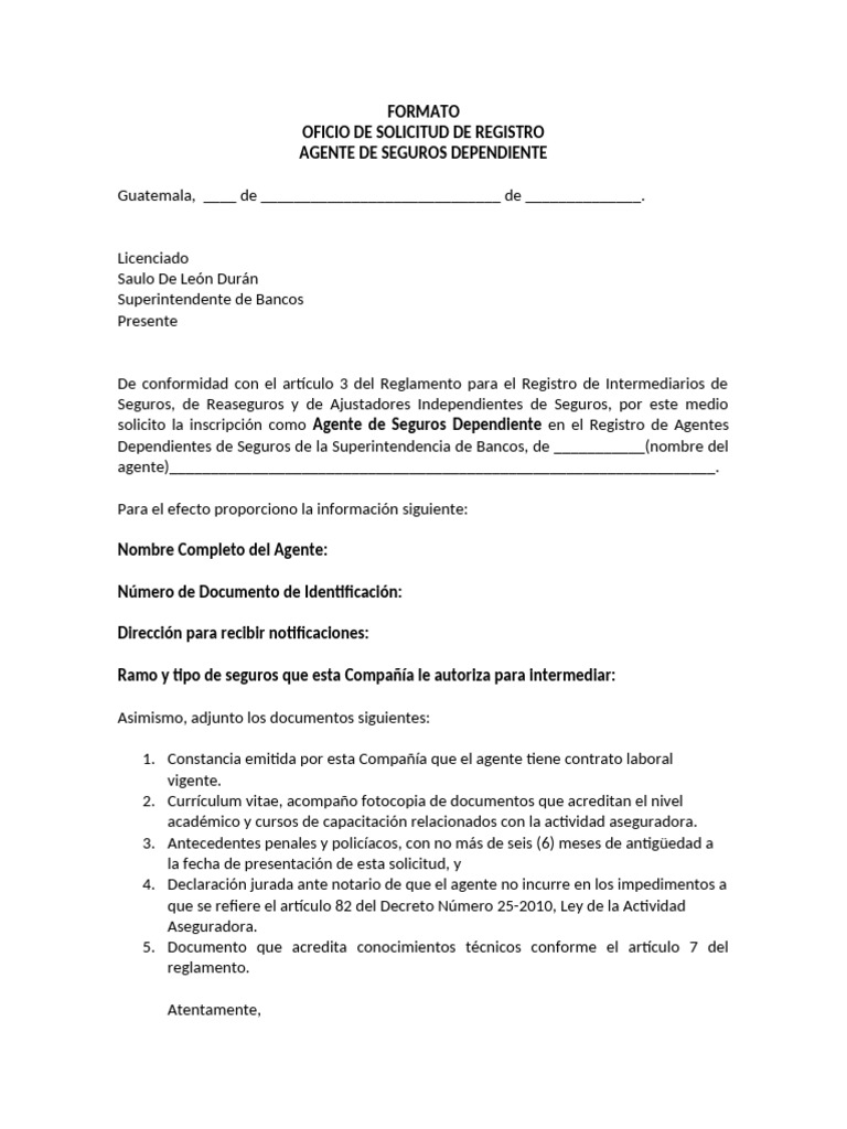 Formatos Agente Dependiente 2022 | PDF