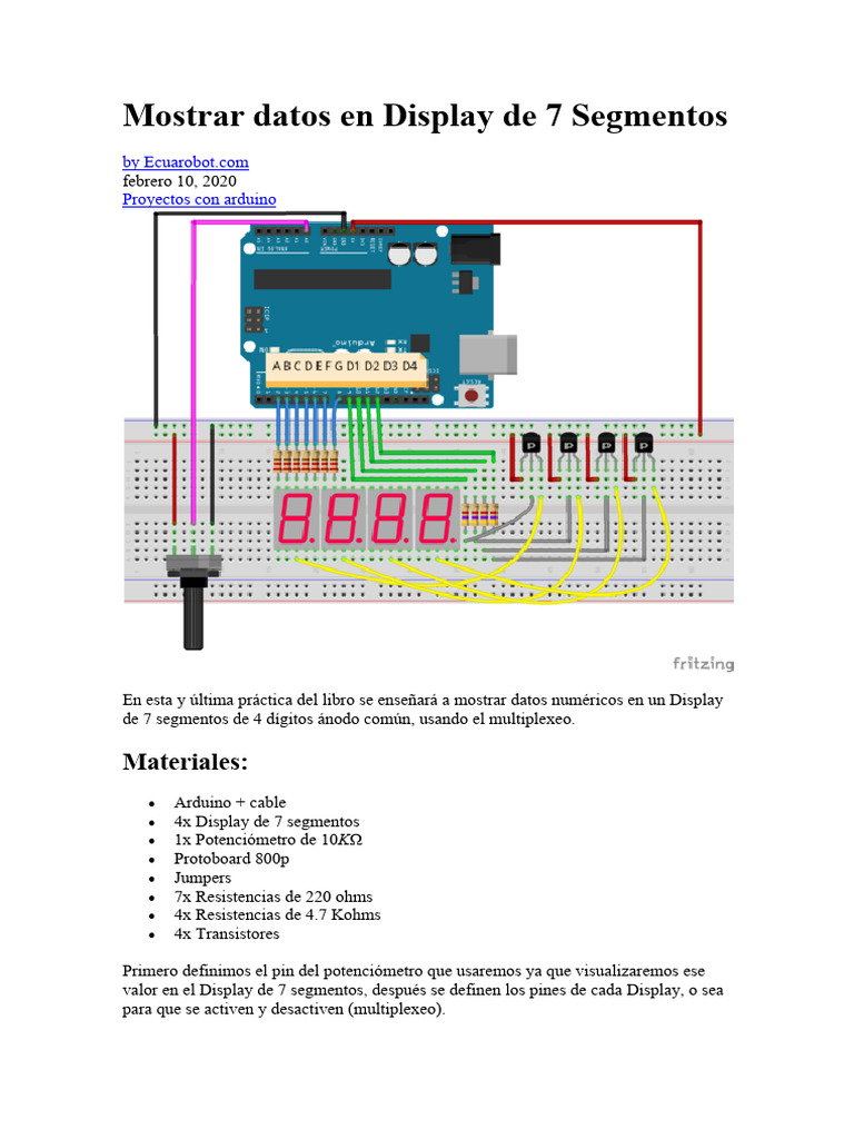 Kit Arduino - Mostrar Datos en Display de 7 Segmentos | PDF | Función (Matemáticas) | Variable ...