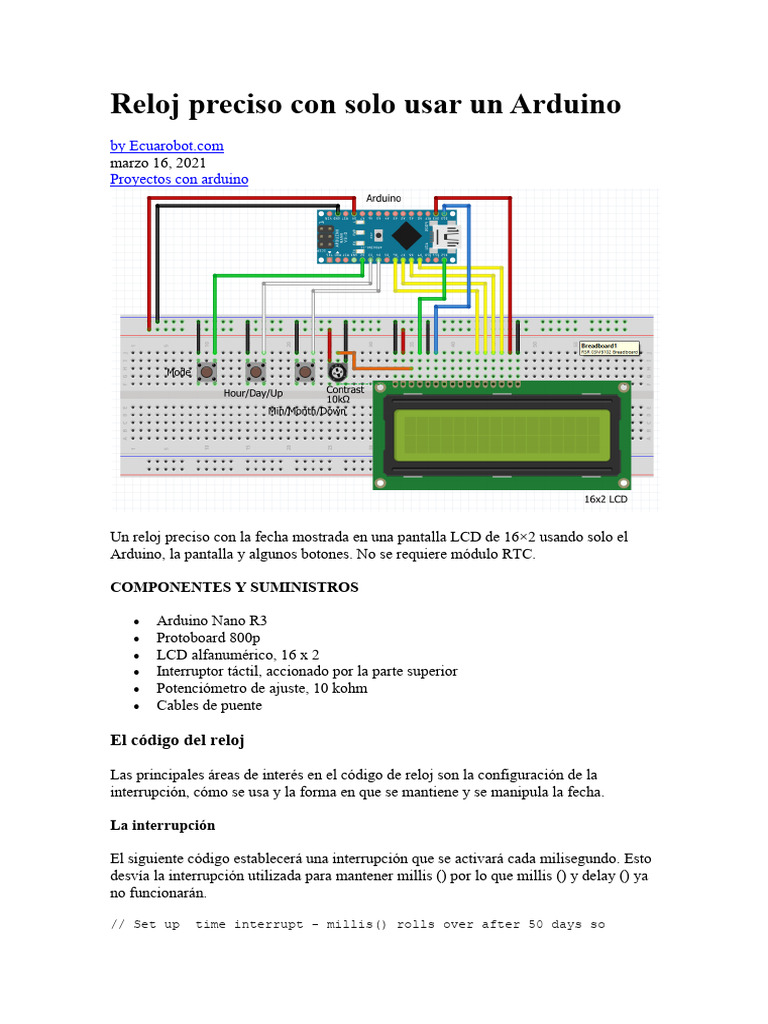 Kit Arduino - Reloj Preciso Con Solo Usar Un Arduino | PDF | Ingeniería ...