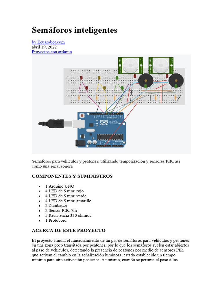 Kit Arduino SemÁforos Inteligentes Pdf Semáforo Diodo Emisor De Luz